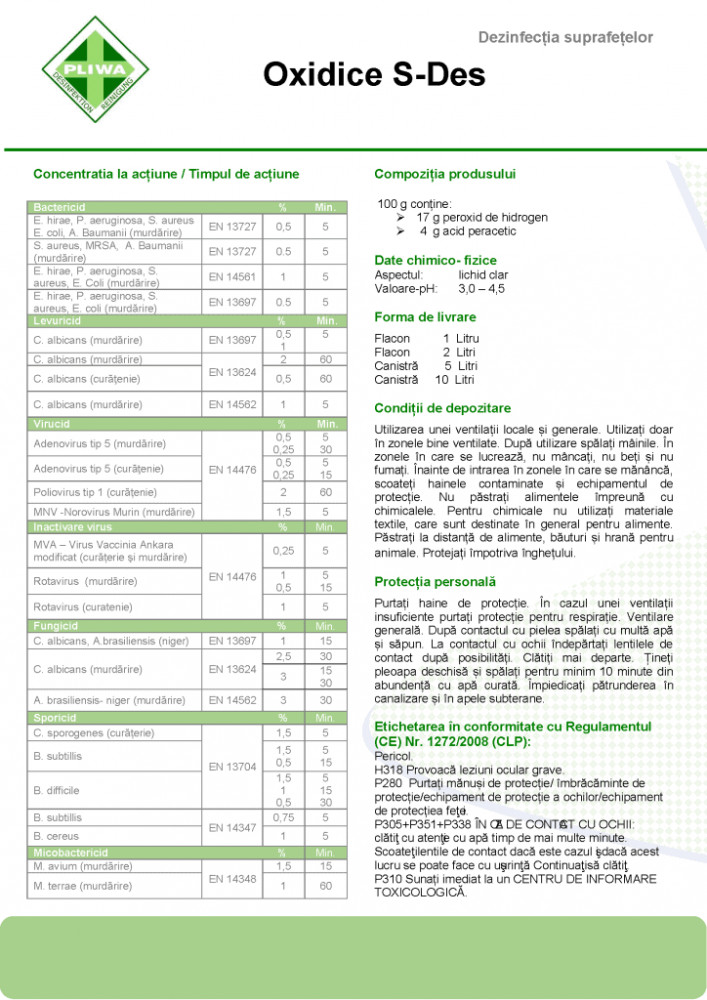 Oxidice S-Des Pliwa Dezinfectant suprafete 5 Litri | arhiva Okazii.ro