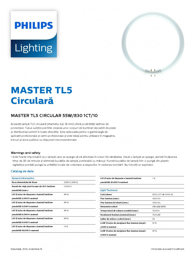 Tub neon fluorescent Master TL5 Circular 55W/830 | arhiva Okazii.ro