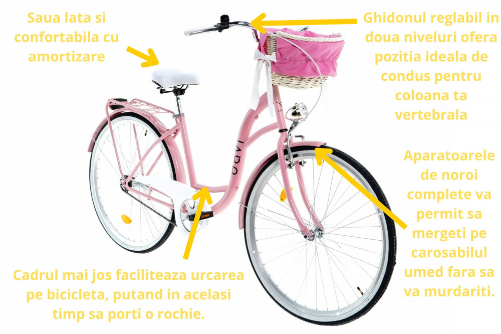 Bicicleta dama cu cos rachita Davi? Lila 1 viteze Roata 28", 160-185 cm ...