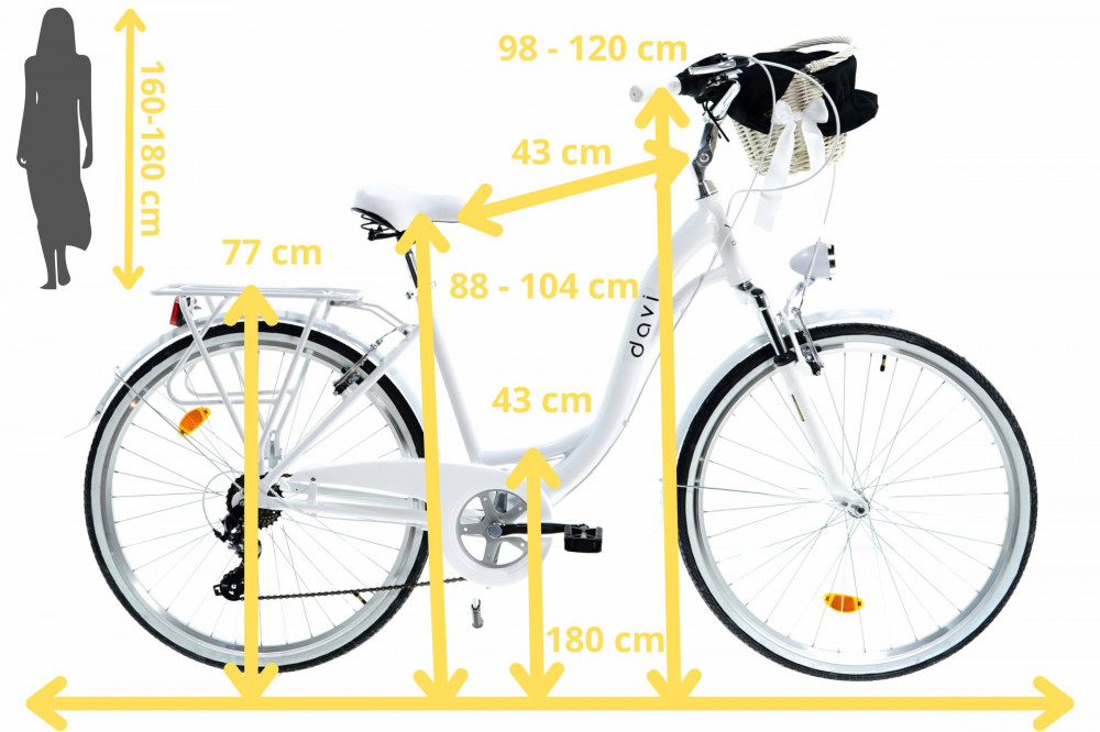 Bicicleta dama cu cos rachita Davi? Maria, Aluminiu, 7 viteze Roata 28 ...