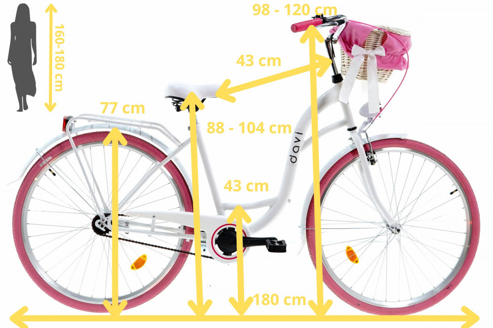 Bicicleta dama cu cos rachita Davi® Lila 1 viteze Roata 28", 160-185 cm ...