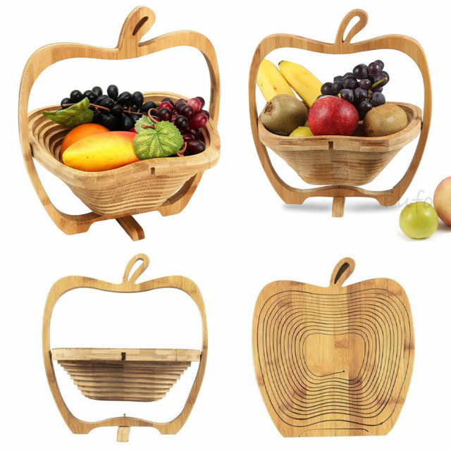 Fructiera Pufo transformabila din bambus pentru servire in forma de mar ...