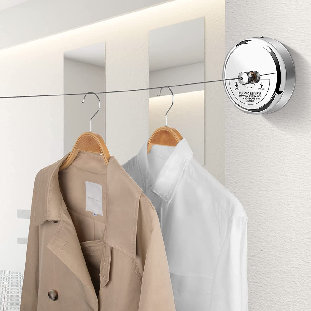 Sfoara uscare rufe retractabila, 3m, fixare pe perete, pentru baie ...