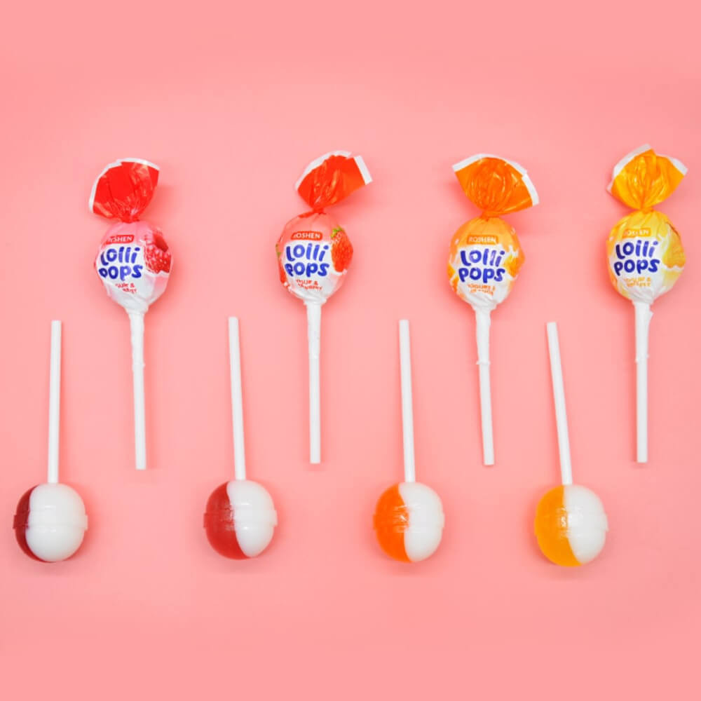 Acadele cu Gust de Iaurt si Fructe 48 Buc Roshen Lolli Pops, 920g ...