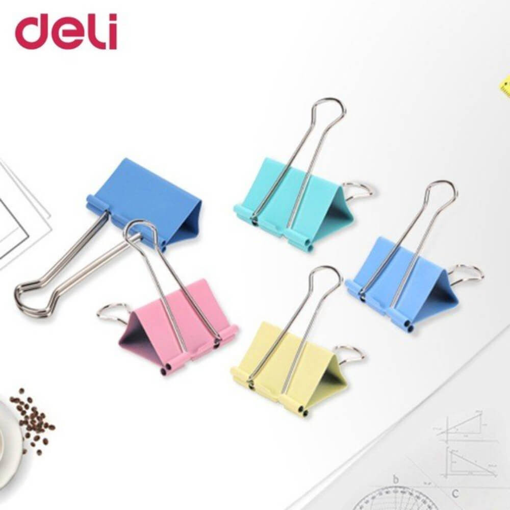 Set 48 Clipsuri Hartie Deli, 25mm, Culori Diverse, Set Clipsuri Hartie ...