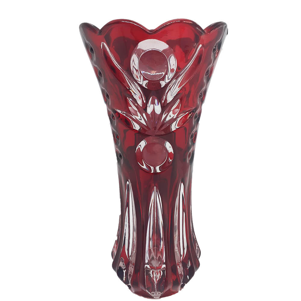 Vaza Inalta de Sticla, 25 cm, Rosu Rubin, Model Floral, Vaze Mici de ...