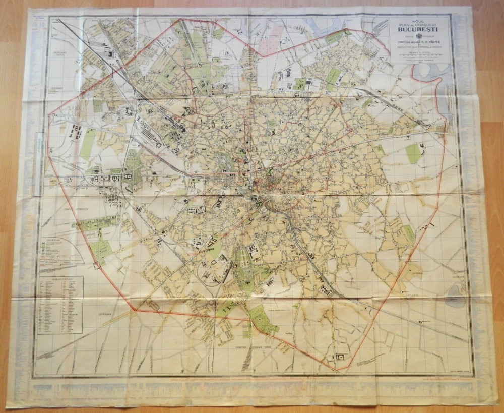 Harta - Noul Plan al Orasului Bucuresti 1921 - editie oficiala, capitan ...