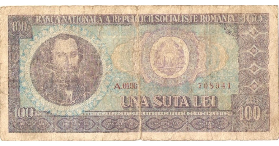 Bancnota veche 100 lei (una suta lei) 1966 BNR Nicolae Balcescu ...