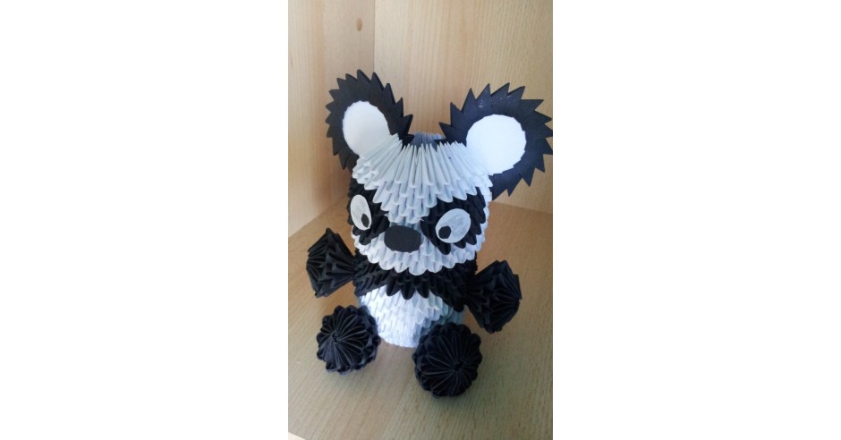 Origami 3D ursulet panda asezat (din hartie) | arhiva Okazii.ro