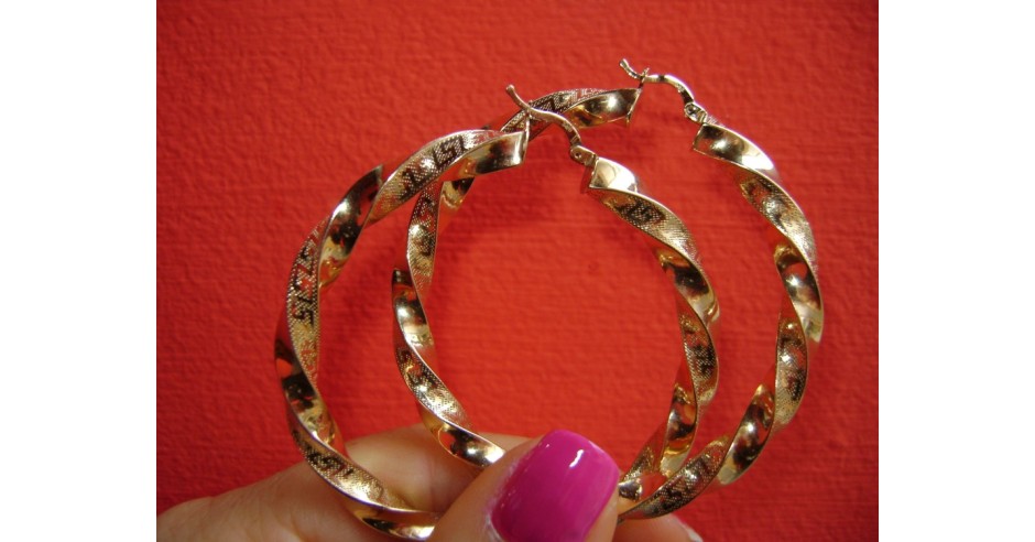 vand cercei din aur 14 k model versace original noi rotunzi.16,5 gr ...