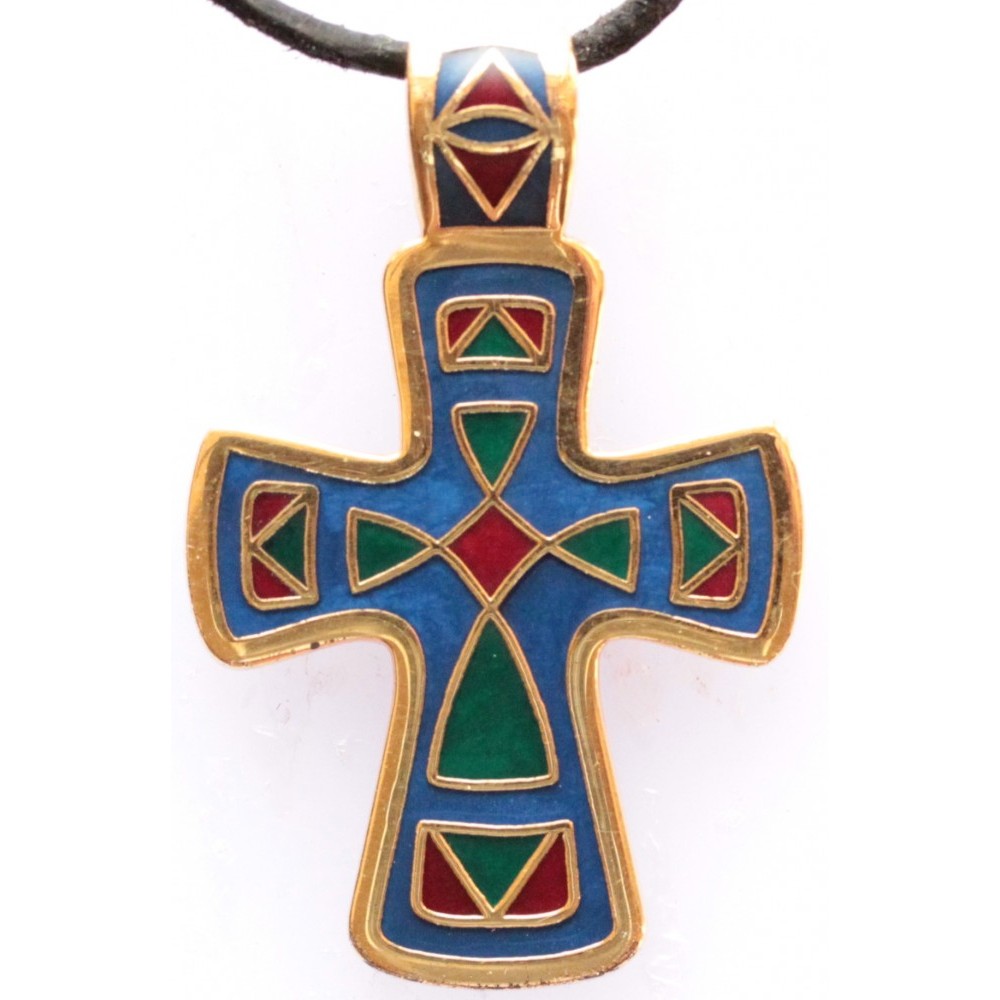 Cruce ortodoxa ruseasca, stil vechi, emailata, placata aur - deosebita ...