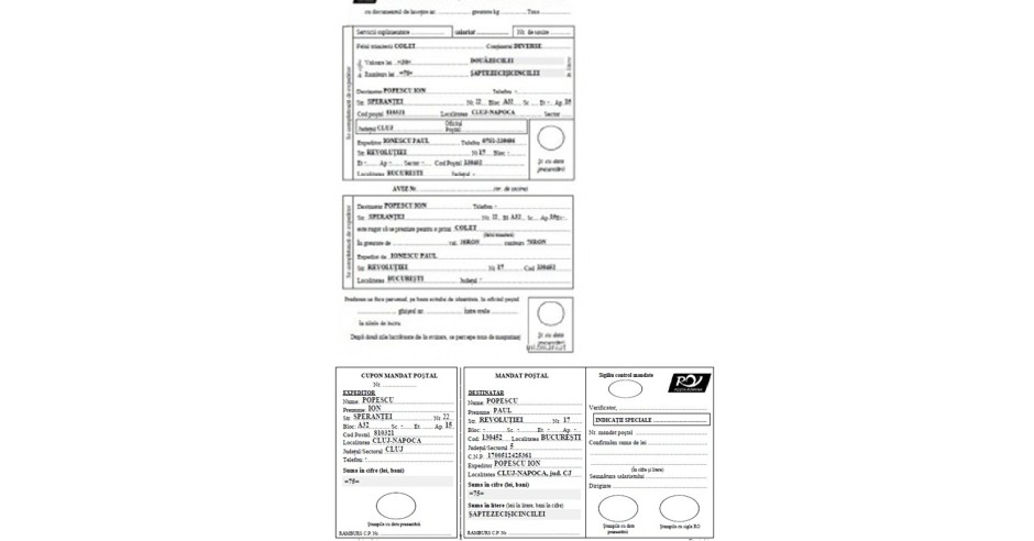 Formular posta Mandat Postal Buletin Expeditie | arhiva Okazii.ro