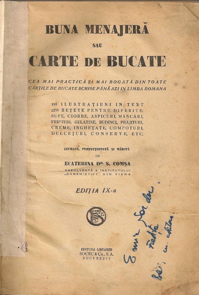 Ecaterina Comsa - Buna Menajera sau Carte de Bucate ( editia IX ...