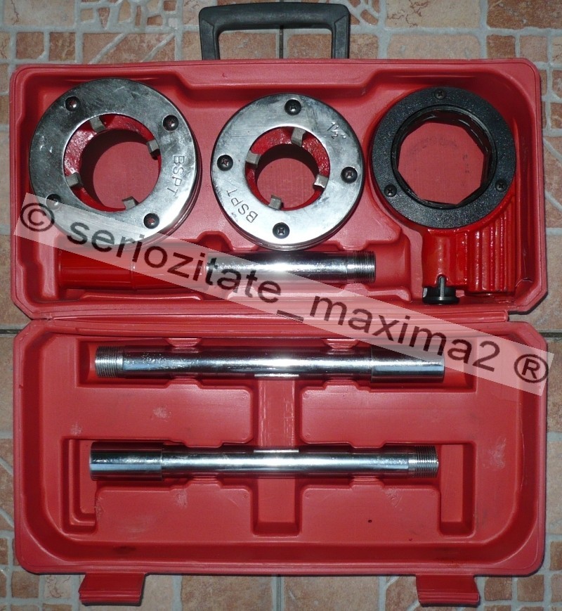 trusa filiere filiera tevi gaz 2 toli 1 1/2 toni cu cupla si maner noua ...