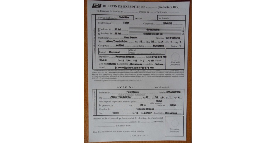 Aplicatie de completat formulare posta Buletin expeditie + Mandat ...