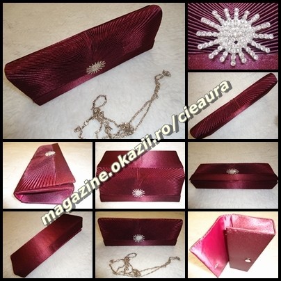 POSETA GEANTA SEARA OCAZIE tip PLIC SATEN BORDO GRENA VISINA PUTREDA cu ...