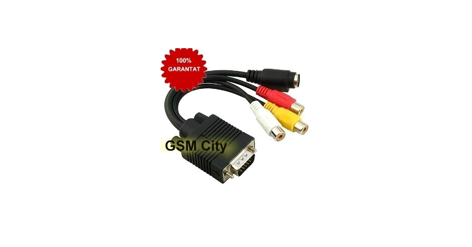 Convertor S-Video VGA la TV, cablu adaptor RCA out | arhiva Okazii.ro