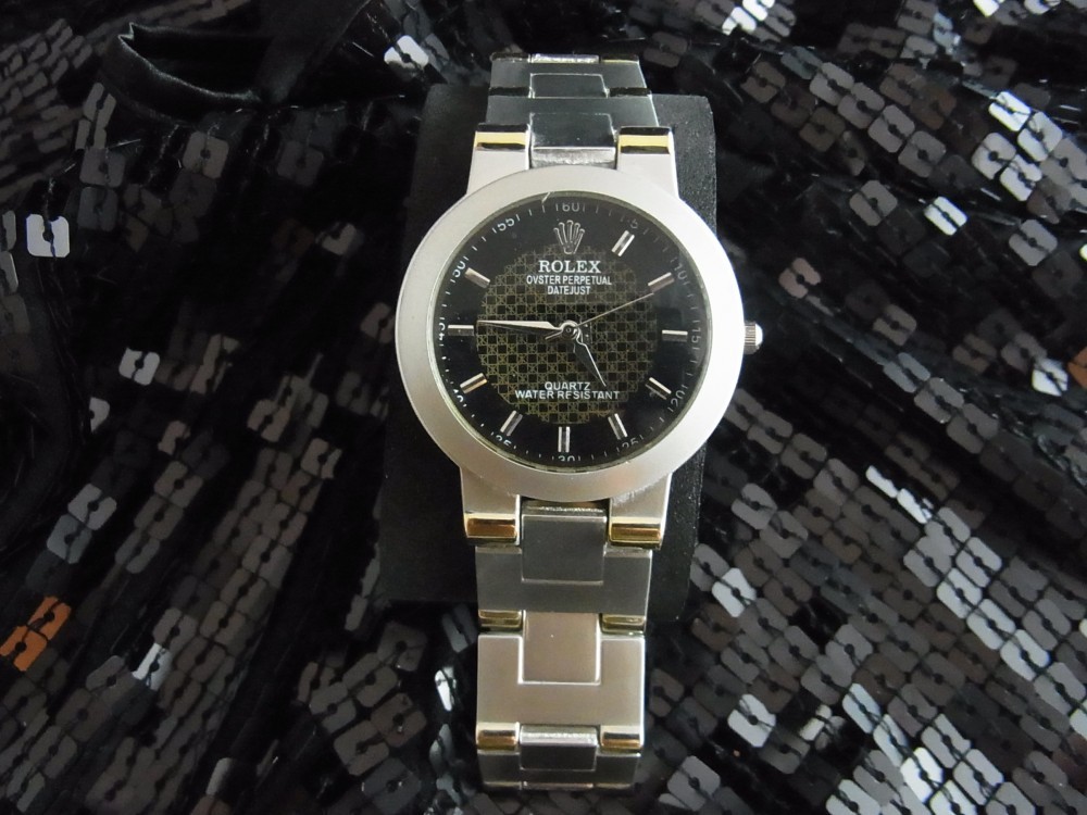ceas rolex argintiu negru curea metalica cutie metalica | arhiva Okazii.ro