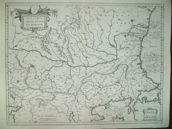 Harta Valahia Serbia Bulgaria Romania G. Mercator Amsterdam 1589 ...