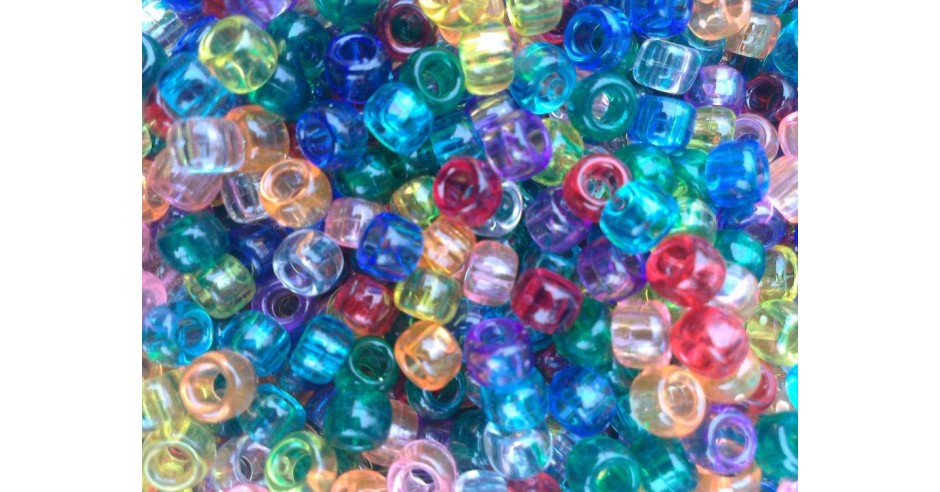100 buc Margele plastic (acrilice) Pony Beads Transparente, 9 x 6 mm ...