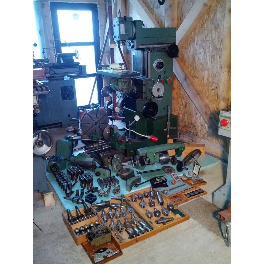 FUS 22 masina de frezat, freza, cu toate accesoriile posibile, masa ...