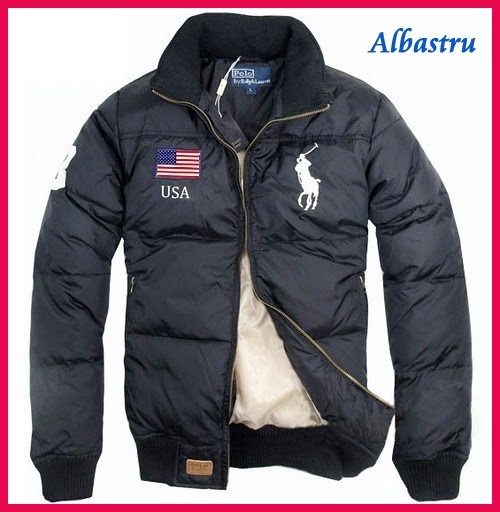 Geaca POLO RALPH LAUREN de barbati din Puf - Albastru Negru si Alb ...