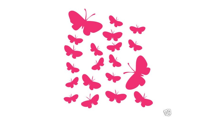 20 FLUTURI ROZ STICKER Colant pentru Masina Camera Dormitor Bebelus ...