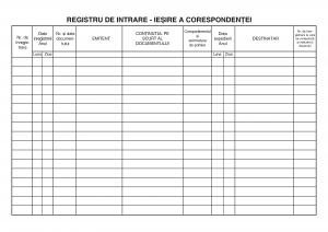 REGISTRU CORESPONDENTA INTRARI/IESIRI ASOCIATII PROPRIETARI / LOCATARI ...