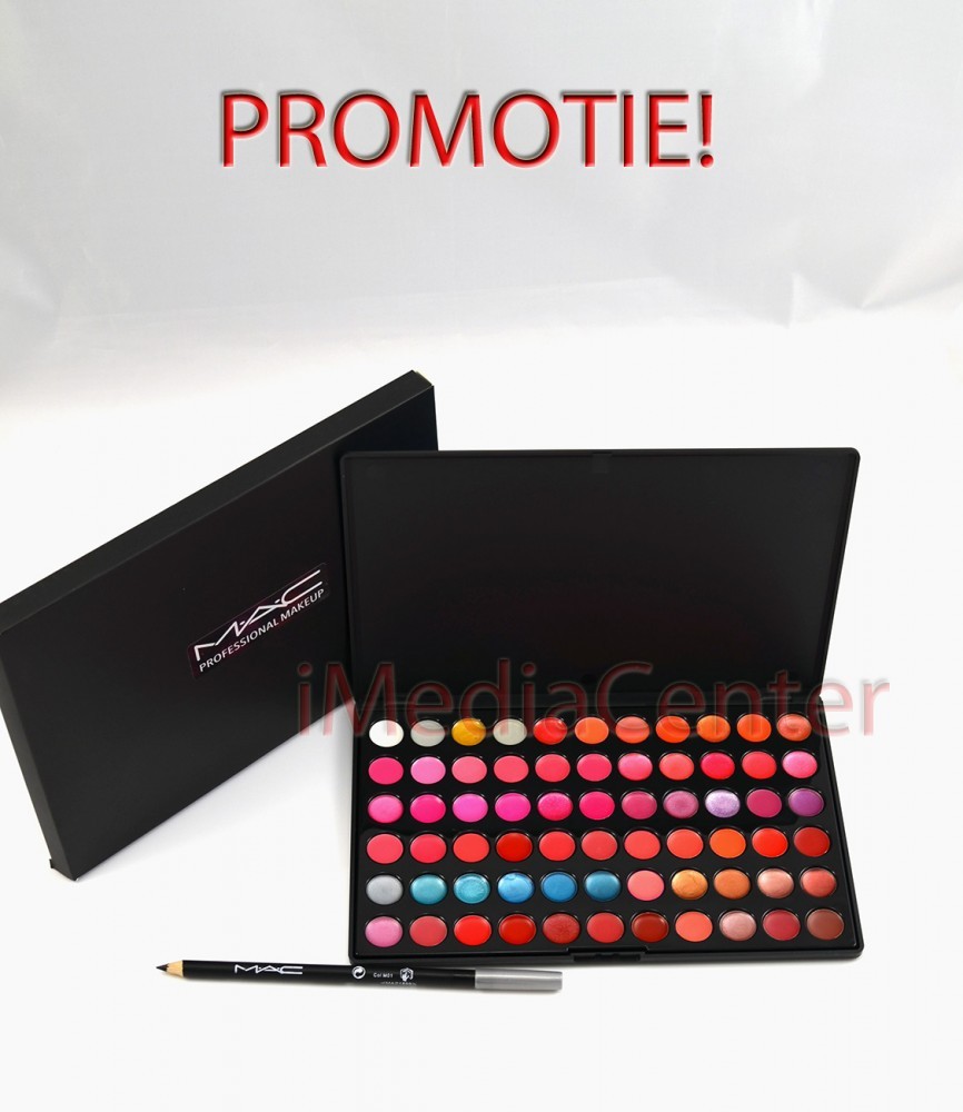 Trusa machiaj profesionala 66 rujuri MAC paleta rujuri mate si sidefate ...