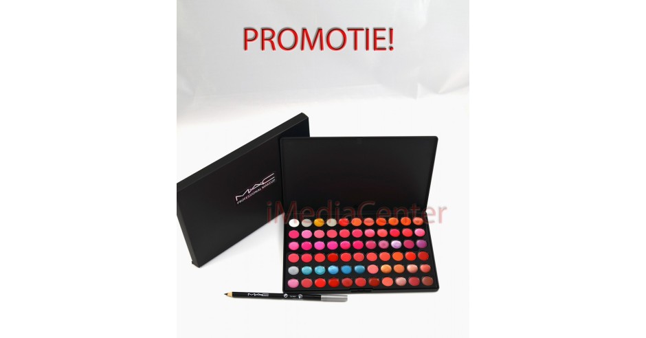 Trusa machiaj profesionala 66 rujuri MAC paleta rujuri mate si sidefate ...