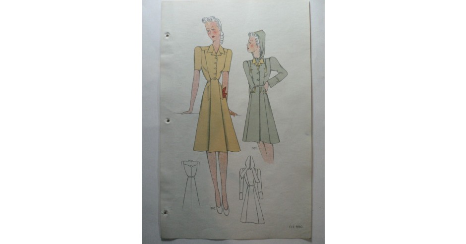33 - MODA FEMININA VINTAGE ANII 1930 - 40. CROCHIU PE HARTIE GROASA ...