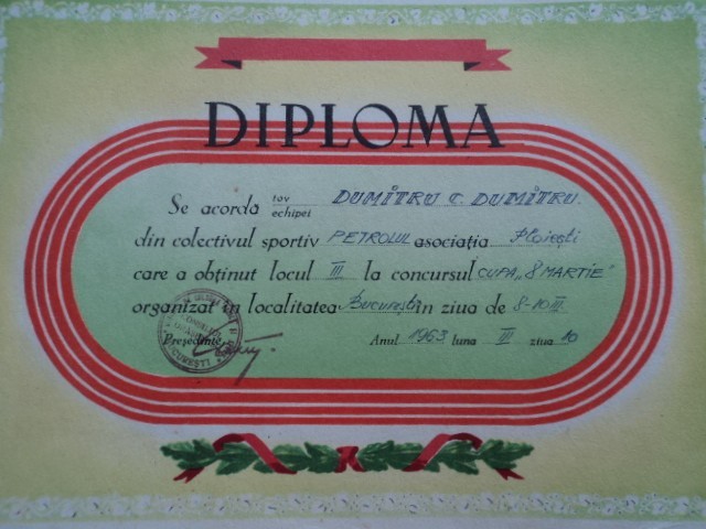 Diploma sportiva anul 1963 | arhiva Okazii.ro