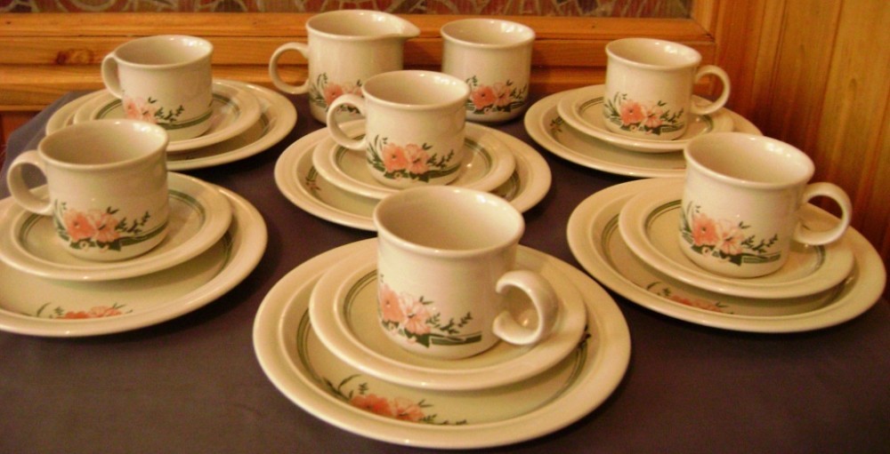 Serviciu- ceai / cafea / desert - portelan Englezesc - Coloroll - 6 ...
