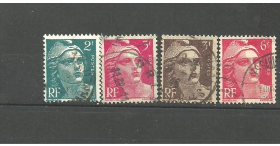 FRANTA 1945 - MARIANNE de GANDON, 4 timbre stampilate B10, Stampilat ...