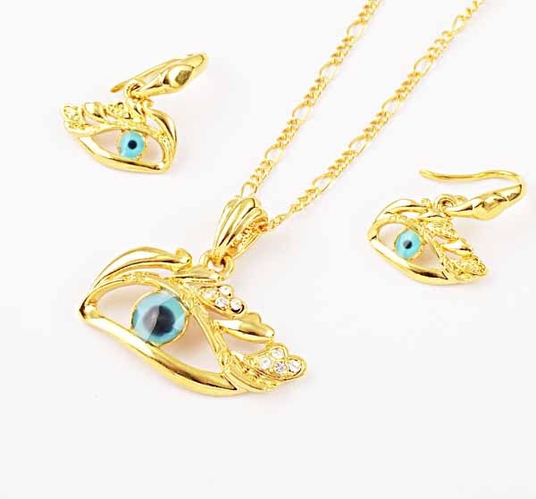 set aur filat 9 ct cercei colier pandant ochi turcesc | arhiva Okazii.ro