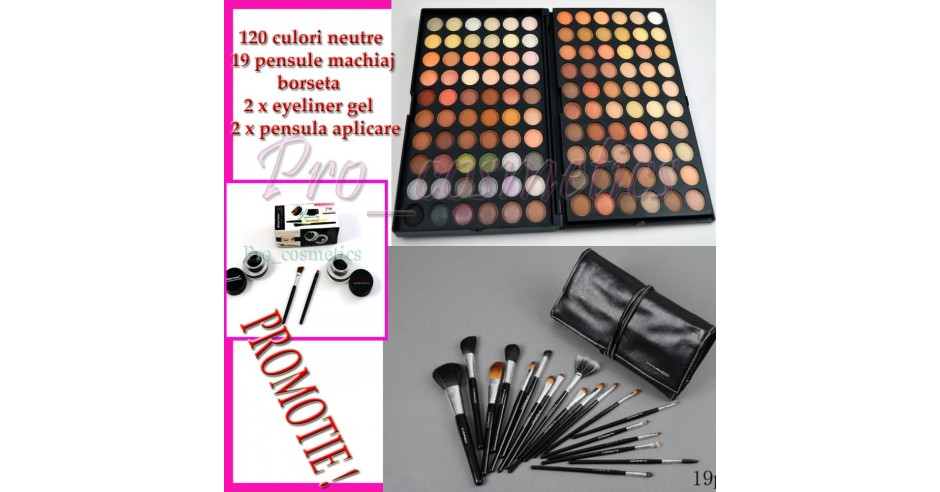 Trusa machiaj profesionala 120 culori MAC trusa farduri neutre mate ...