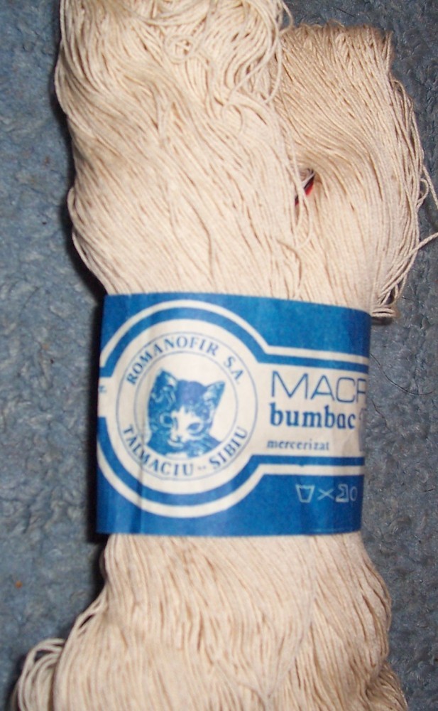 FIR MACRAME scul- bumbac mercerizat bej, cu cap de pisica, fabrica ...