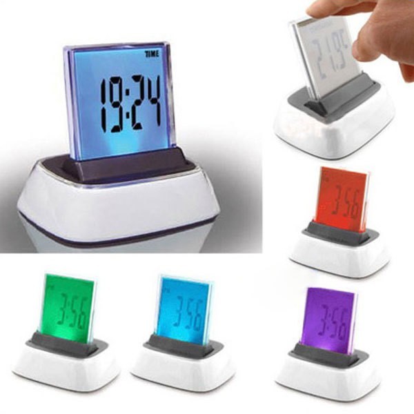 CEAS de birou patrat cu suport MULTICOLOR CU ALARMA LED ceas 7 CULORI 7 ...