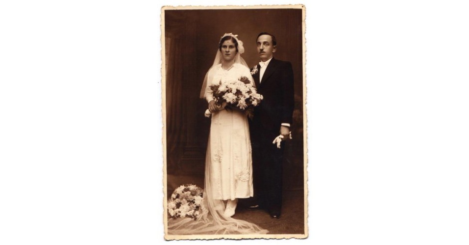 B3. - FOTOGRAFIE VECHE - MODA - ANII 1920 - NUNTA - ROCHIE DE MIREASA ...