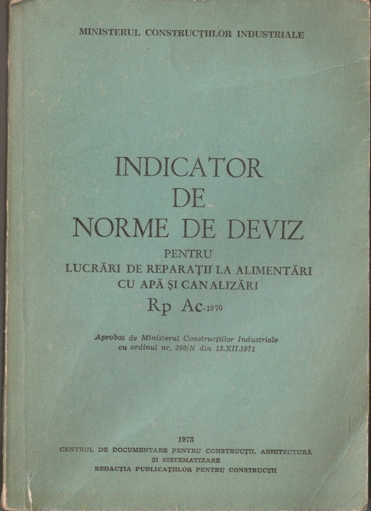 INDICATOR DE NORME DE DEVIZ PENTRU LUCRARI DE REPARATII LA ALIMENTARI ...