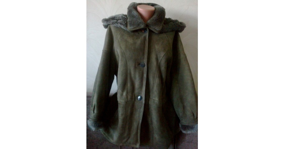 Cojoc dama, original, marca "Shearling Favior ", mar.46, gri petrol ...