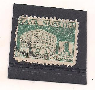 No(8)timbre-Romania - Timbru fiscal CASA NOASTRA -1 leu stampilat ...