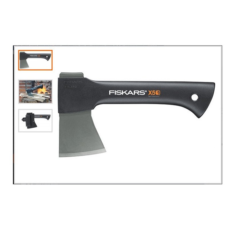 Topor Fiskars Camping Axe X5, lungime 23cm, greutate 480g | arhiva ...