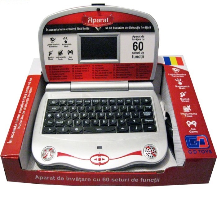 HELLO KITTY #4, Laptop copii 60 functii rosu; educativ romana-engleza ...