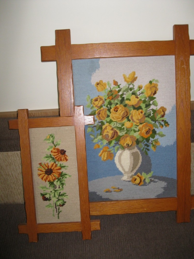 Tablou / tablouri cusute manual , tip goblen - inramate - 2 buc ...