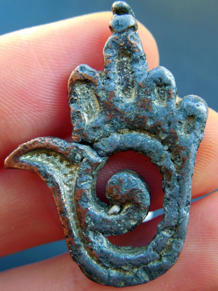 PANDANTIV metalic, vechi, a fost emailat, Simbol Musulman Protector ...