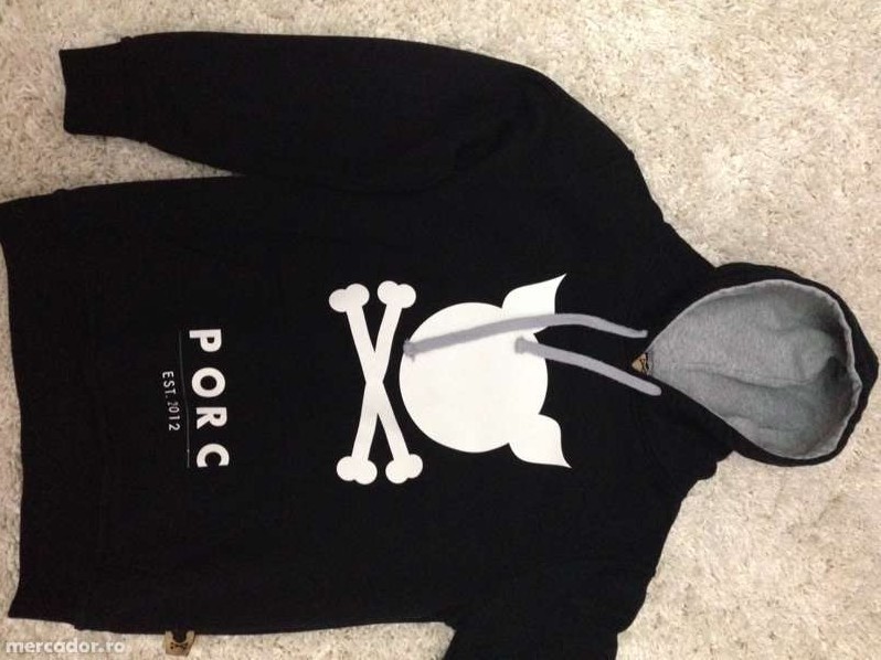 Hanorac PORC - "Logo" Hooded Sweat Black - Marimea S - Deliric, porporc ...