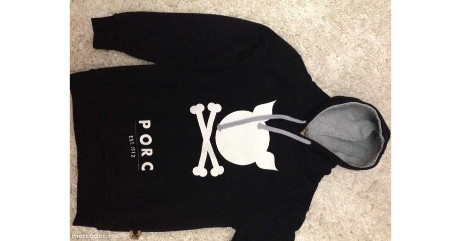 Hanorac PORC - "Logo" Hooded Sweat Black - Marimea S - Deliric, porporc ...