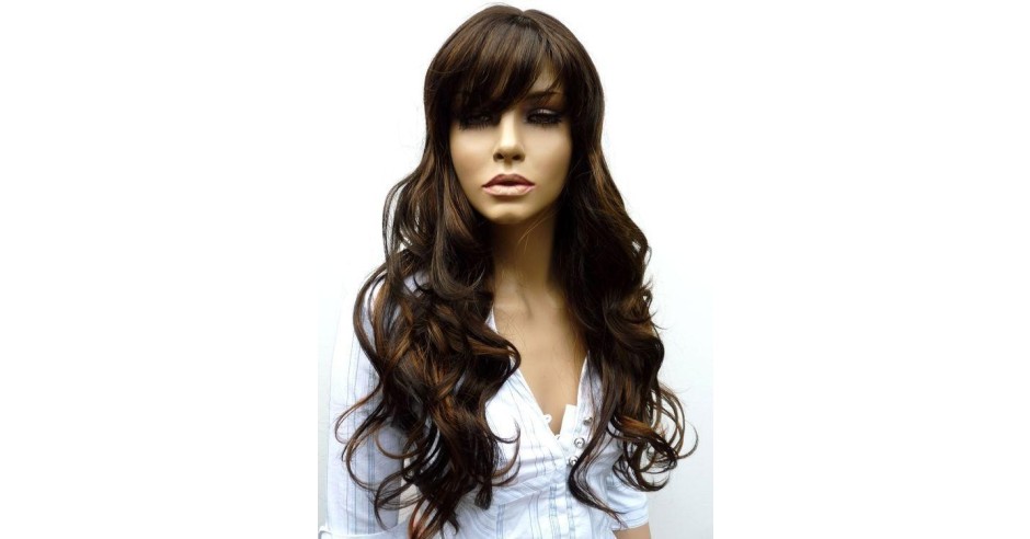 peruca peruci par 85 CMusor ondulata saten inchis cu suvite de saten ...