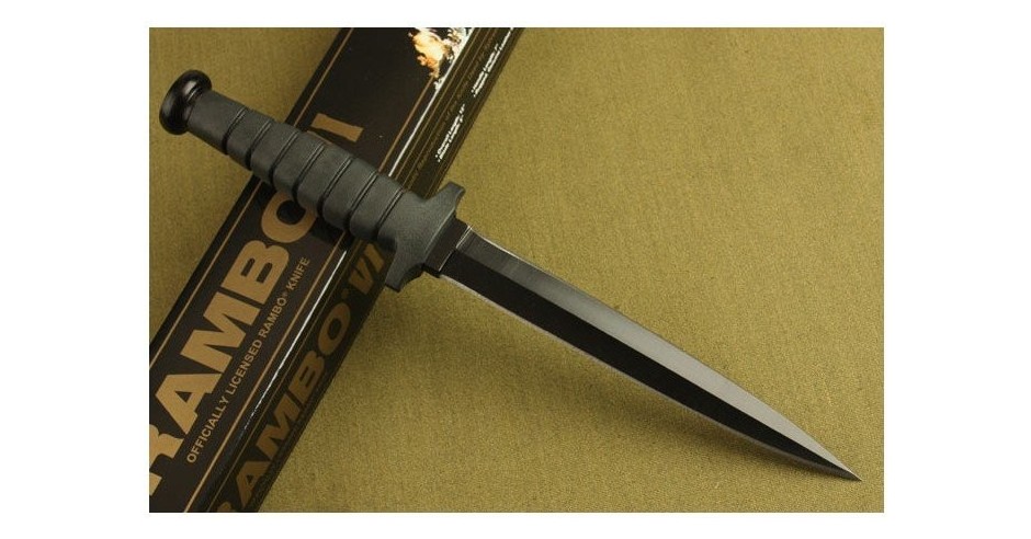 CUTIT RAMBO VI. Cutit de COLECTIE. STILET. Tactic. V 42. Teaca INCLUSA ...